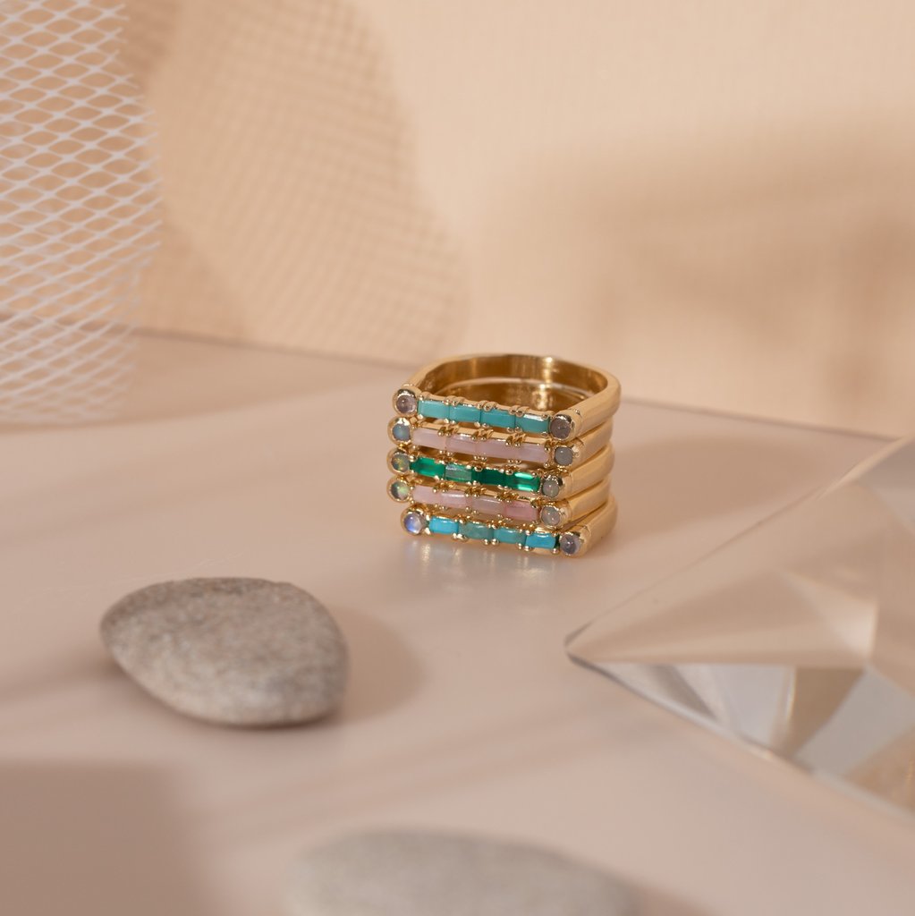Cha Cha Ring in Turquoise + Moonstone – Studio Grun